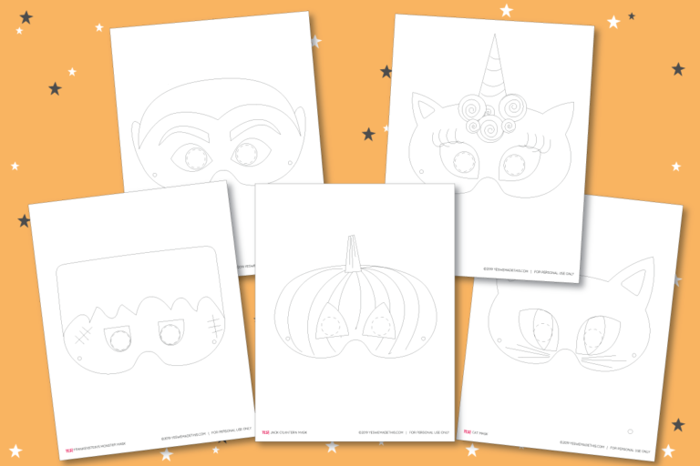 DIY Kids Halloween Masks Coloring Template - YES! we made this