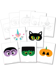 DIY Kids Halloween Masks Coloring Template - YES! we made this