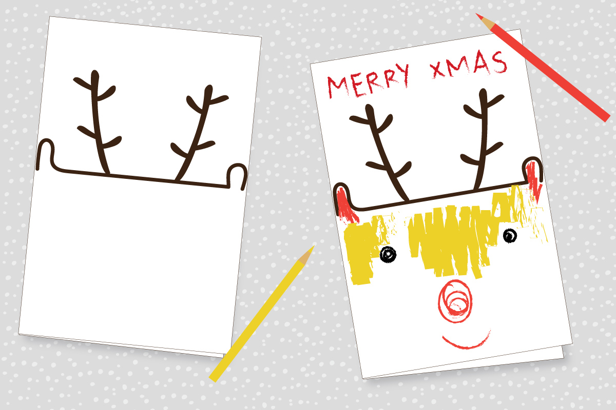 Printable Reindeer Christmas Card for Kids - YES! we made this